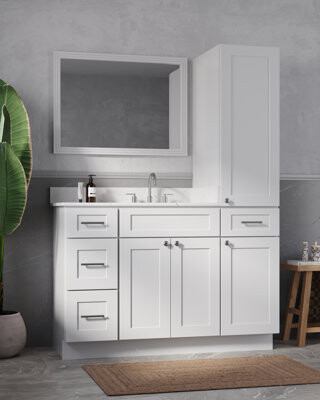 Disar 51'' Single Bathroom Vanity With Right Linen Tall Cabinet ...
