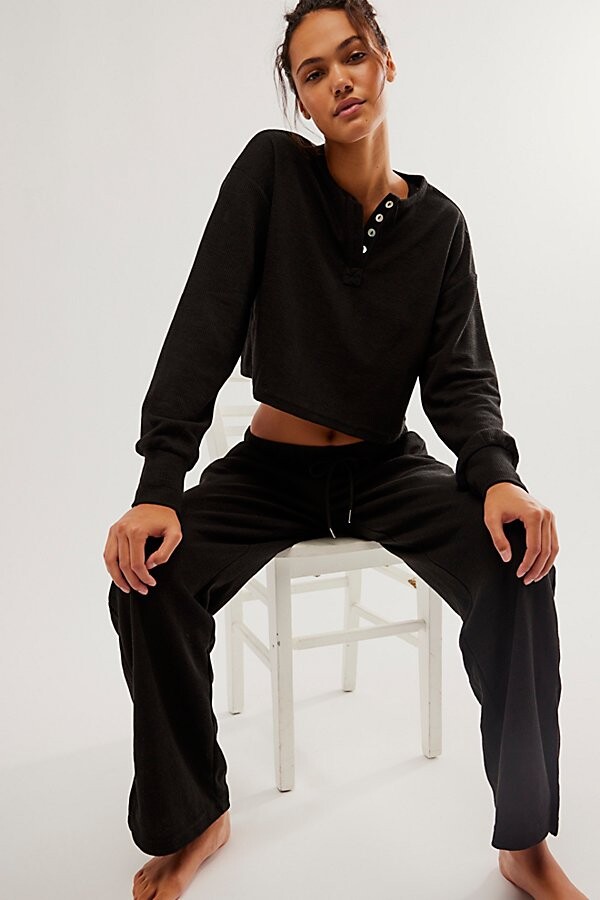 Waverles Recycled Waffle Henley Set - ShopStyle