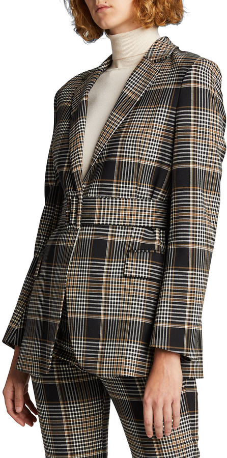 Theory Belted Plaid Blazer - ShopStyle Casual Jackets