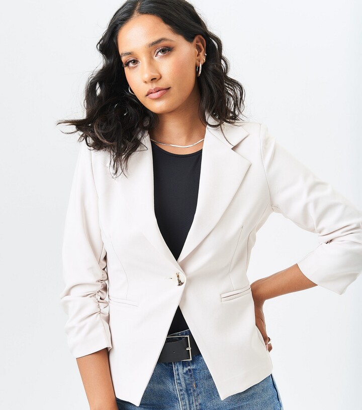 Women's Cream Ruched Blazer Gini London - ShopStyle