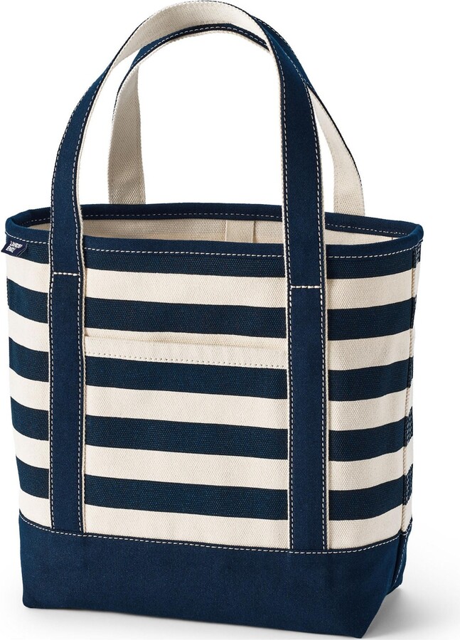 Lands' End Medium Print 5 Pocket Open Top Canvas Tote Bag - ShopStyle
