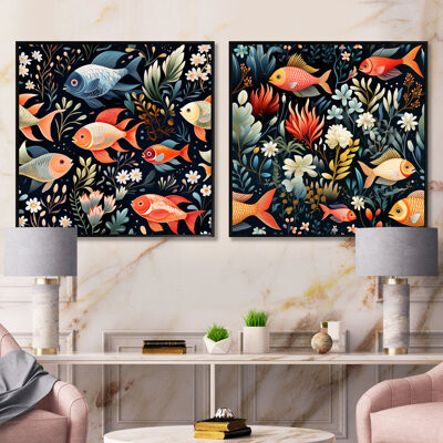 Highland Dunes Fish Blue And Multicolor Ocean - Animals Fish Square ...