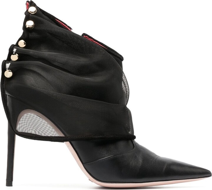 HARDOT Sheer-Overlay Studded Ankle Boots - ShopStyle