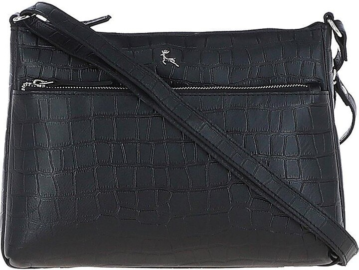 Ashwood Leather 'Bridge' Croc Print Real Leather Shoulder Bag - ShopStyle