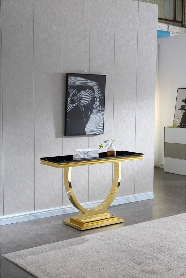 EDWINRAY 47" Modern Rectangular Marble Console Table, 0.71" Thick ...