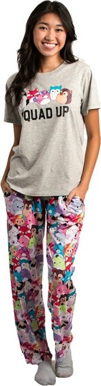 Squishmallows Adult Juniors Sleepwear Set with Short Sleeve Tee and ...