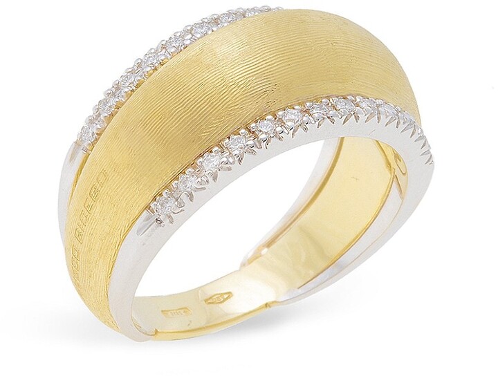 Marco Bicego Lucia Two-Tone 18K Gold & Diamond Tapered Ring - ShopStyle