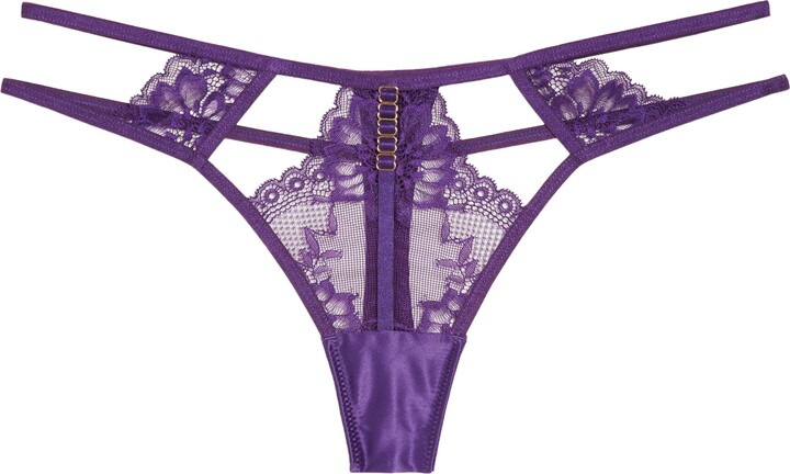 Hunkemoller Roxanne Strappy Lace & Satin G-String Thong - ShopStyle
