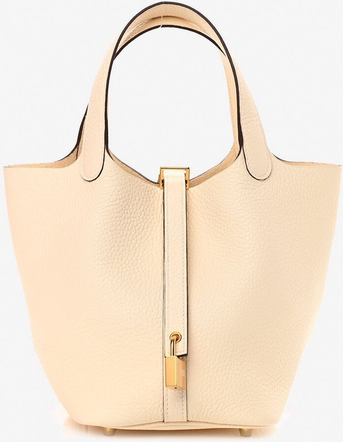 Hermes Picotin Lock 18 in Nata Taurillon Clemence with Gold Hardware ...