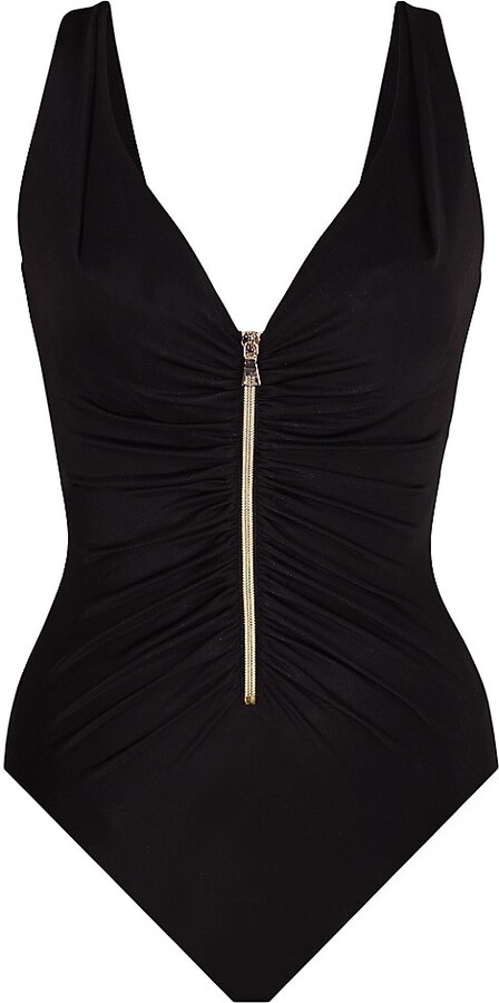 Miraclesuit Razzle Dazzle Zip One-Piece Swimsuit - ShopStyle