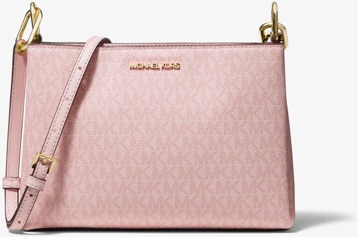 Michael Kors Women's Trisha Triple Compartment Signature Logo Crossbody ...