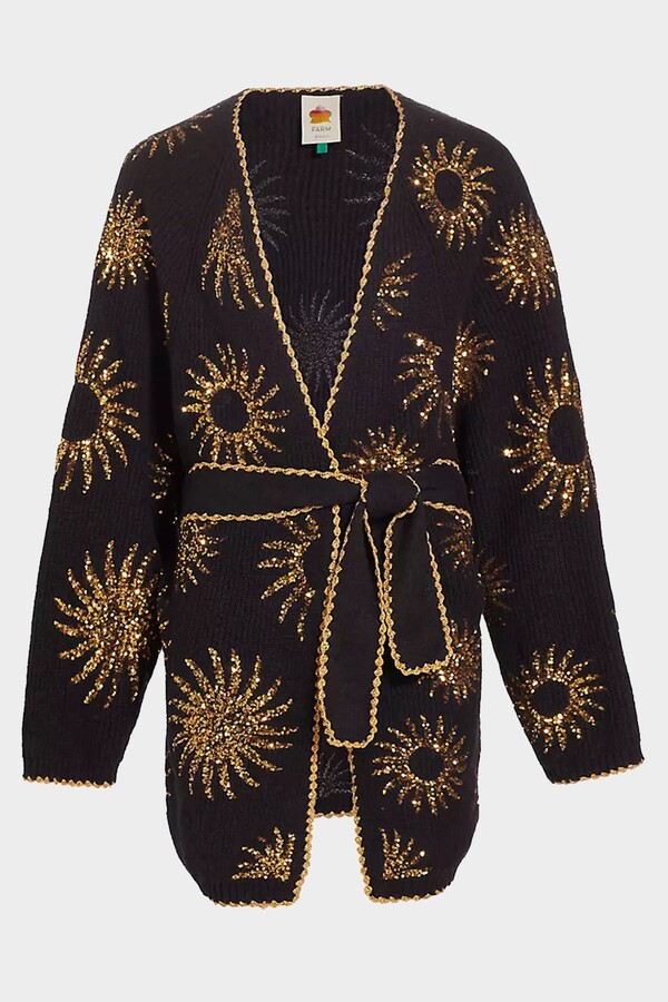 Farm Rio Sun Sequin Embroidered Knit Cardigan - ShopStyle