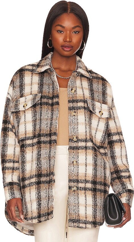 Good American Neutral Plaid Shacket - ShopStyle Jackets