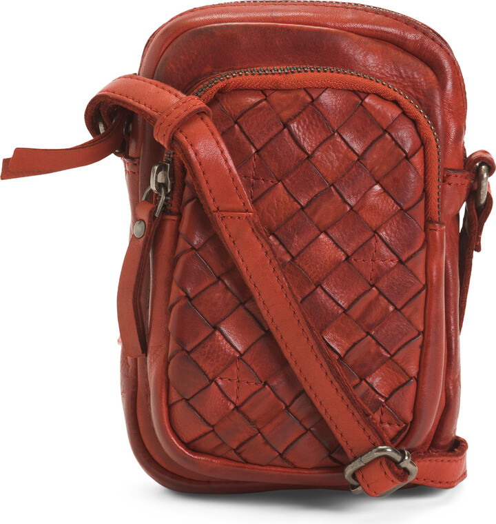 Genicci Leather Woven Pocket Phone Crossbody - ShopStyle Shoulder Bags
