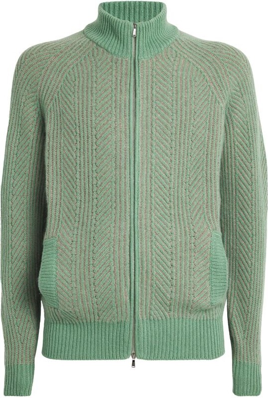 Fioroni Cashmere Cashmere Herringbone-Knit Cardigan - ShopStyle