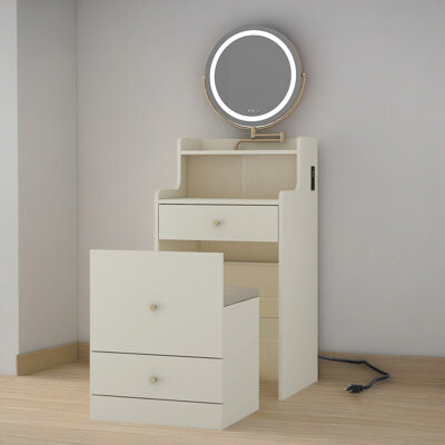 Latitude Run Multifunctional Makeup Vanity With Hidden Cushioned Stool ...