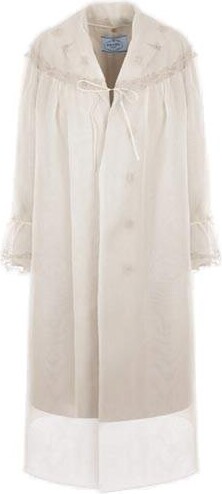 Prada Single-Breasted Intarsia-Lace Oversized Coat - ShopStyle