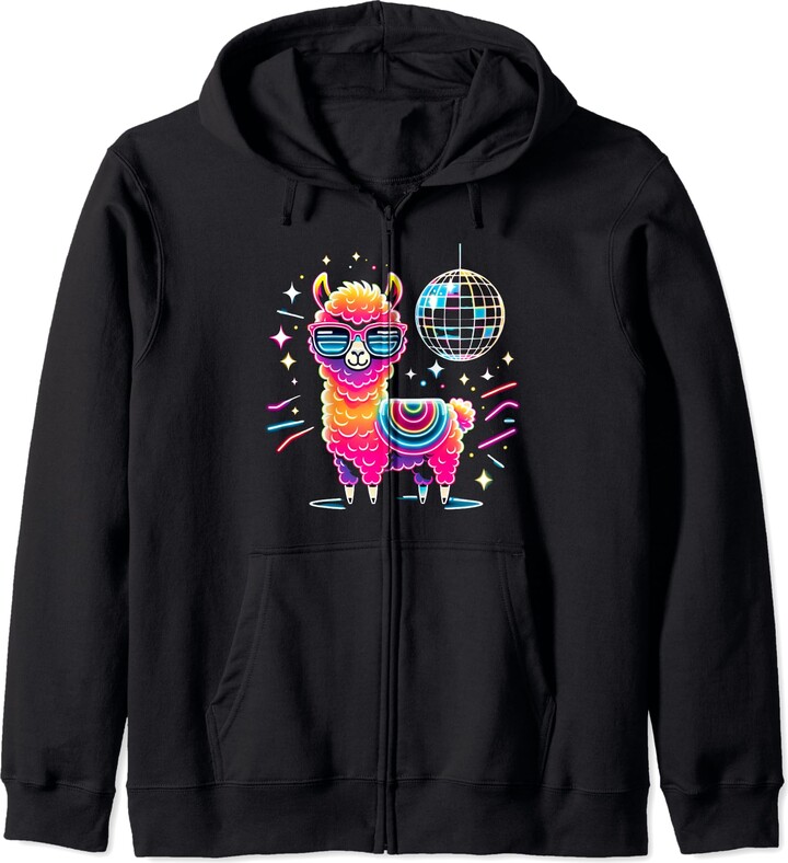 Lama Designs Cool Night Sparkles: The Lama with Disco Flair Zip Hoodie ...