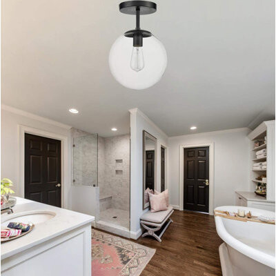 Latitude Run Black Flush Mount Ceiling Light Cover Fixture Glass Lamp ...