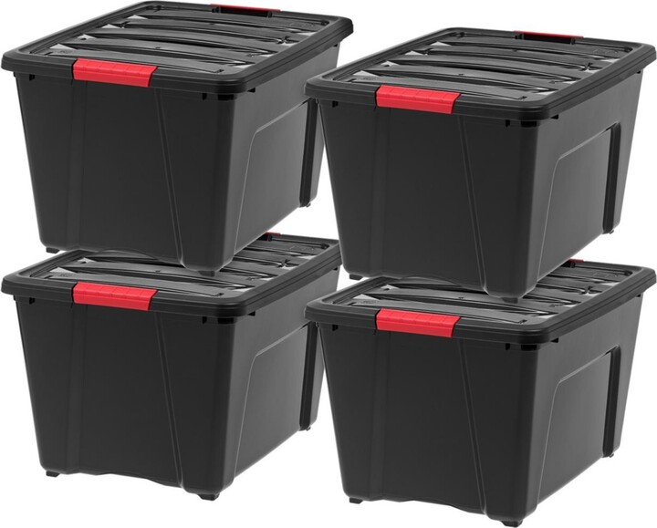 Iris Usa 53 Quart Stackable Plastic Storage Bins with Lids and Latching ...