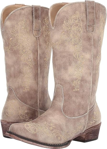Roper Judith (Vintage Beige Faux Leather) Cowboy Boots - ShopStyle