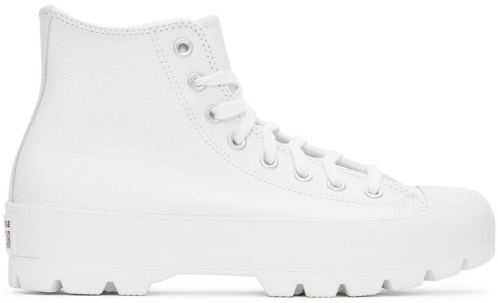 Converse White Leather Lugged Chuck Taylor All Star High Sneakers ...