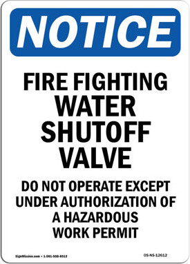 SignMission Fire Fighting Water Shutoff Valve Sign - ShopStyle Home Office