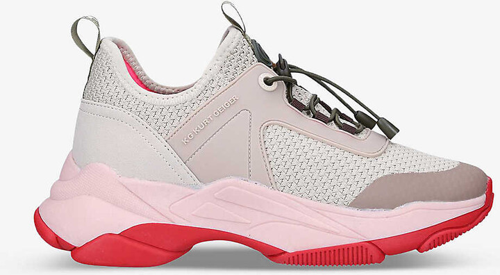 KG KURT GEIGER Leighton logo-tab vegan leather and mesh trainers ...