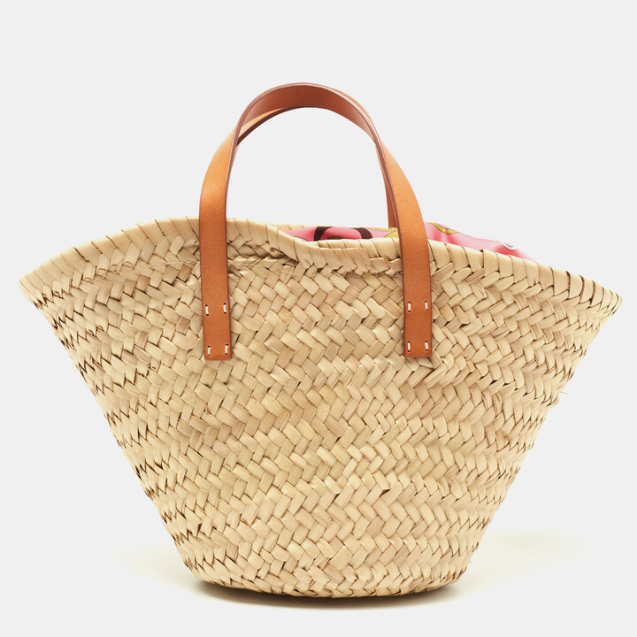 Emilio Pucci Natural/Tan Straw Mini Logo-Applique Basket Tote - ShopStyle