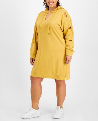 Full Circle Trends Trendy Plus Size Distressed Hooded Dress - ShopStyle