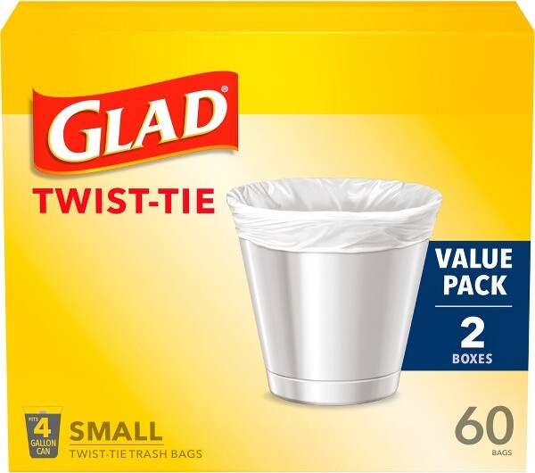 Glad Small Trash Bags 4 Gallon Twist Tie Value Pack - White - 60ct ...