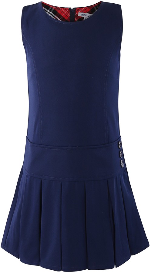 Bienzoe Girl's School Uniform Pleated Jumper Dress Navy 8 - ShopStyle