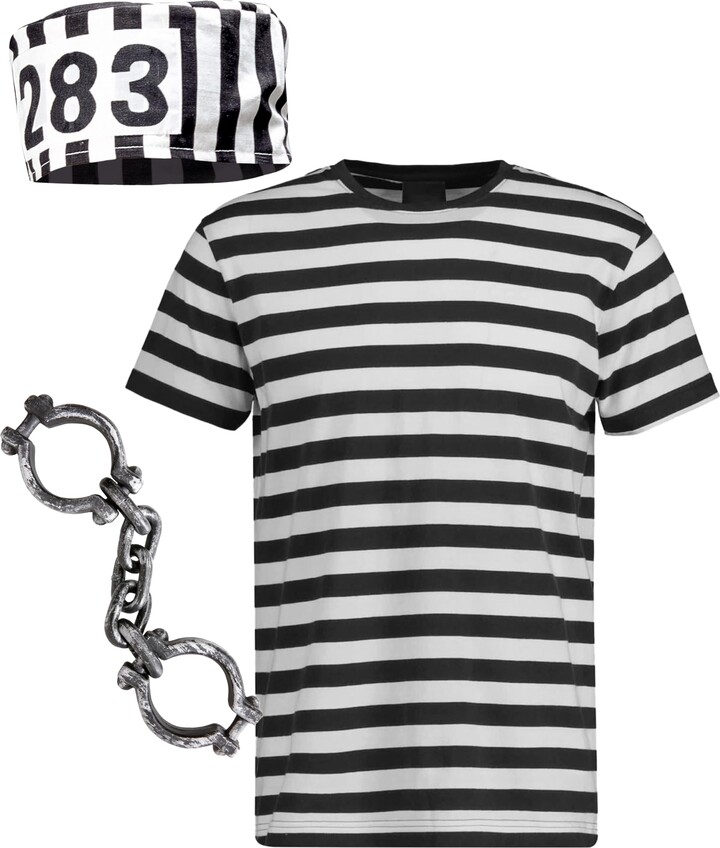 Dreamzfit Men's Burglar Robber Convict Jail Prisoner Fancy Dress ...