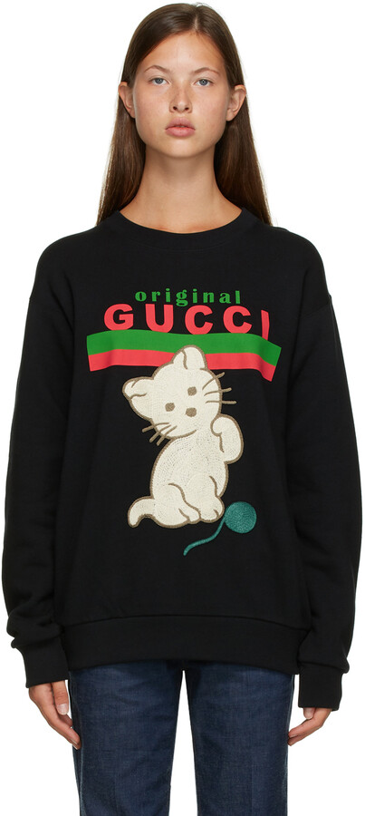 Gucci Black 'Original Gucci' Cat Sweater - ShopStyle Women's Fashion