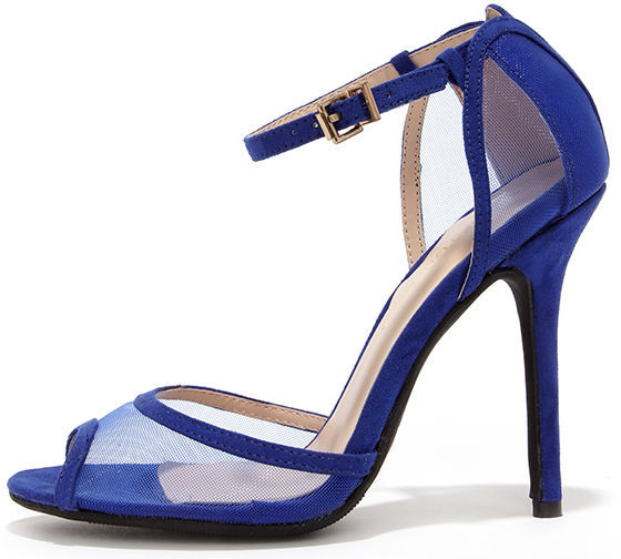 rsvp Mesh Indeed Cobalt Blue Mesh Peep Toe Heels - ShopStyle Shoes