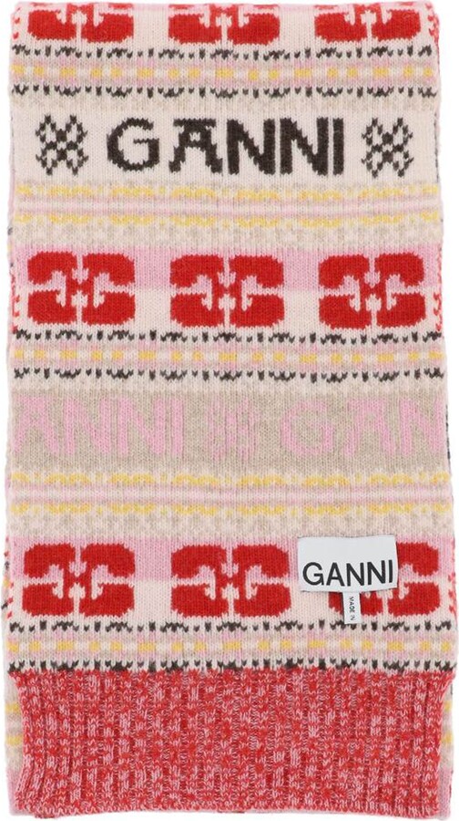 Ganni graphic logo scarf - ShopStyle Scarves & Wraps