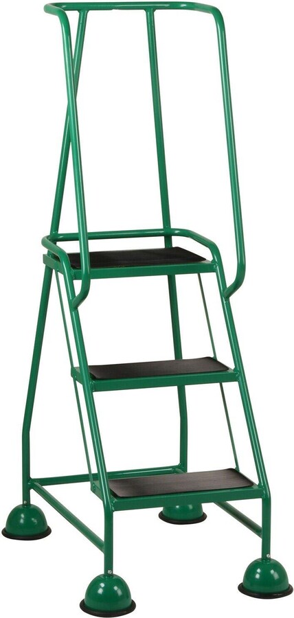 Loops 3 Tread Mobile Warehouse Steps -GREEN- 1.43m Portable Safety ...