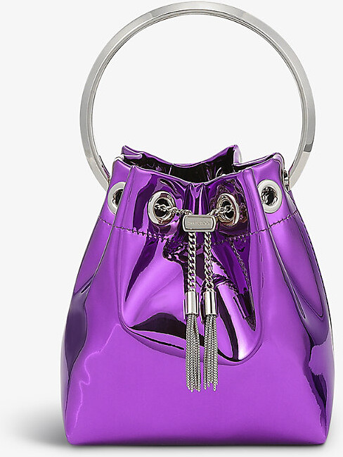 Jimmy Choo Cassis Bon Bon Metallic Coated-canvas top Handle bag - ShopStyle
