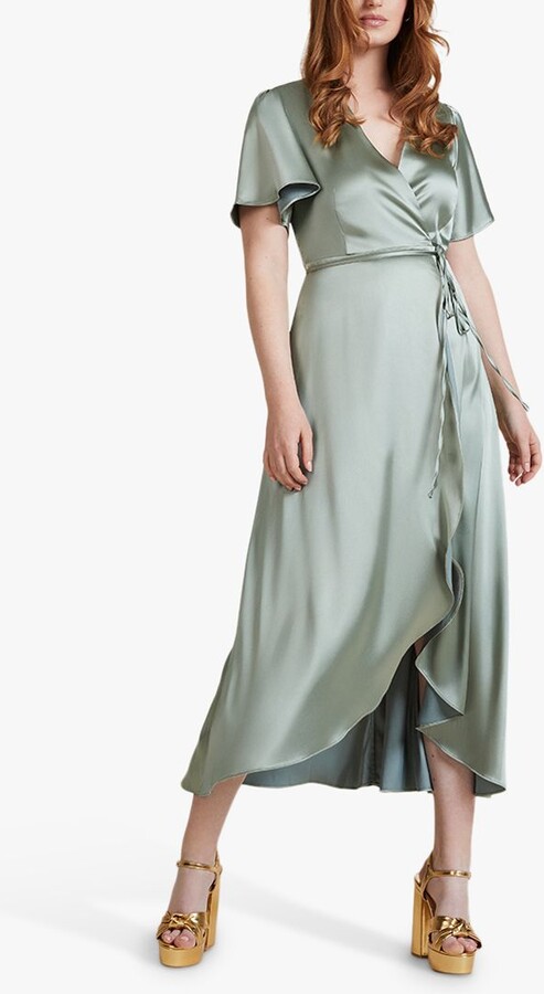 Rewritten Florence Waterfall Hem Satin Wrap Bridesmaid Dress - ShopStyle