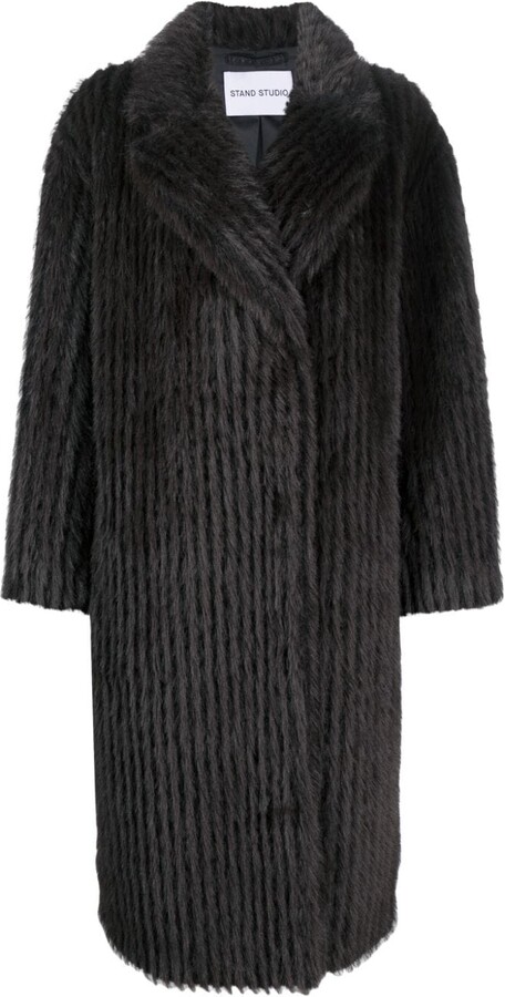 Stand Studio Genevieve double-breasted faux-fur coat - ShopStyle