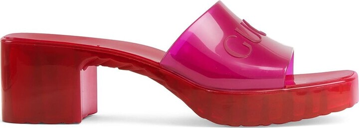 Gucci Open Toe Logo Mules - ShopStyle