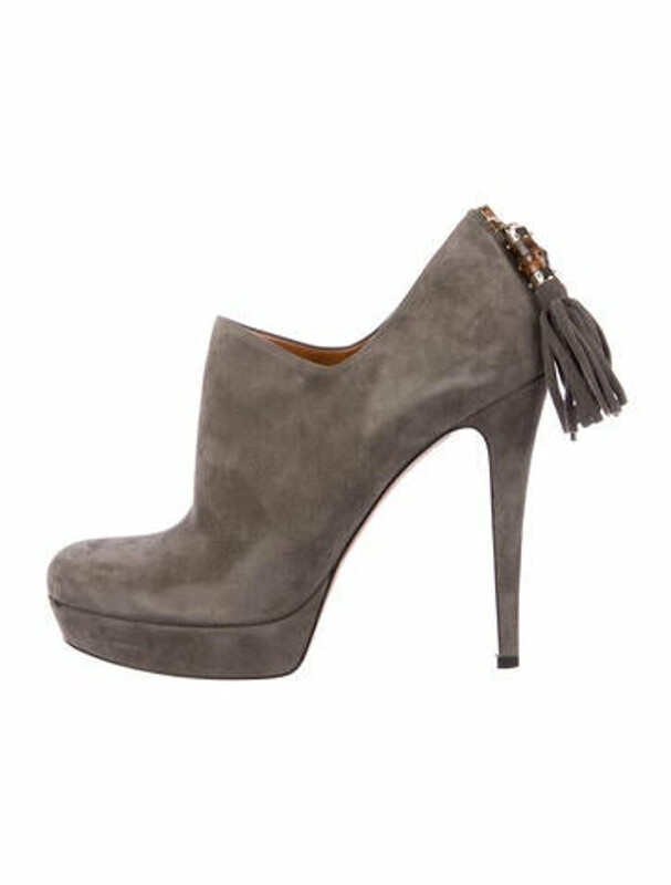 Gucci Bamboo Accent Suede Boots Grey - ShopStyle