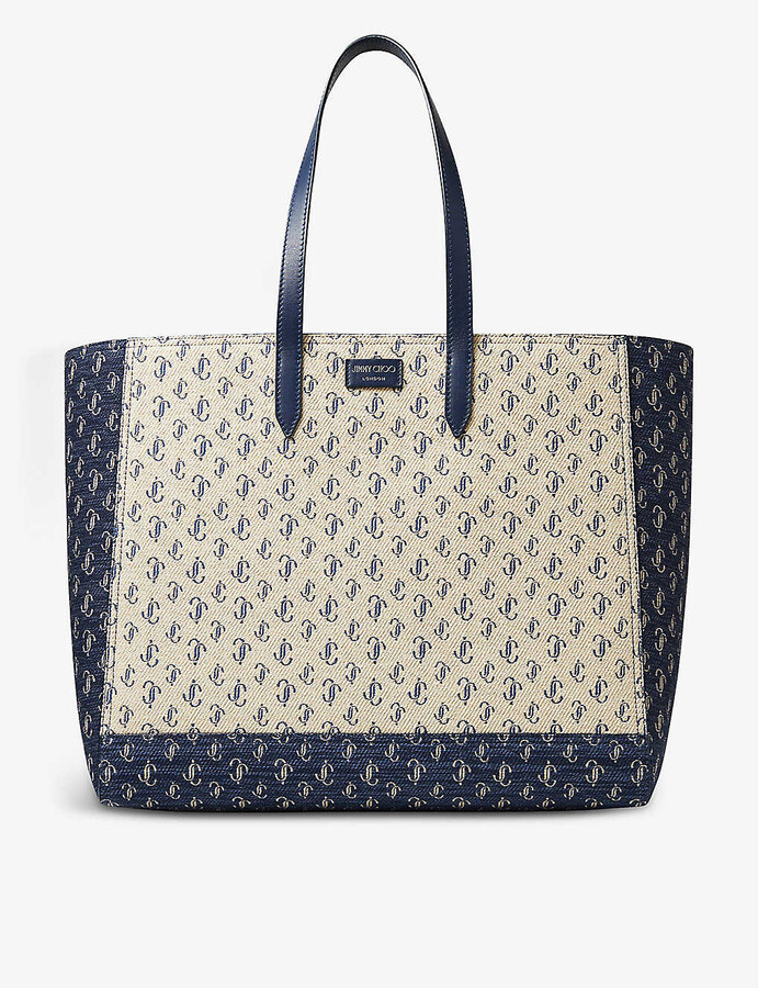 Jimmy Choo Laylin logo-print jacquard tote bag - ShopStyle