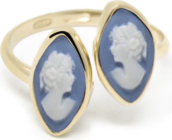 Vintouch Italy Women's Blue / Gold Mariana Gold-Plated Sky Blue Cameo ...