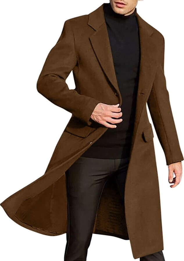 Generic Long Coat For Men Mens Trench Coat Slim Fit Long Overcoat ...