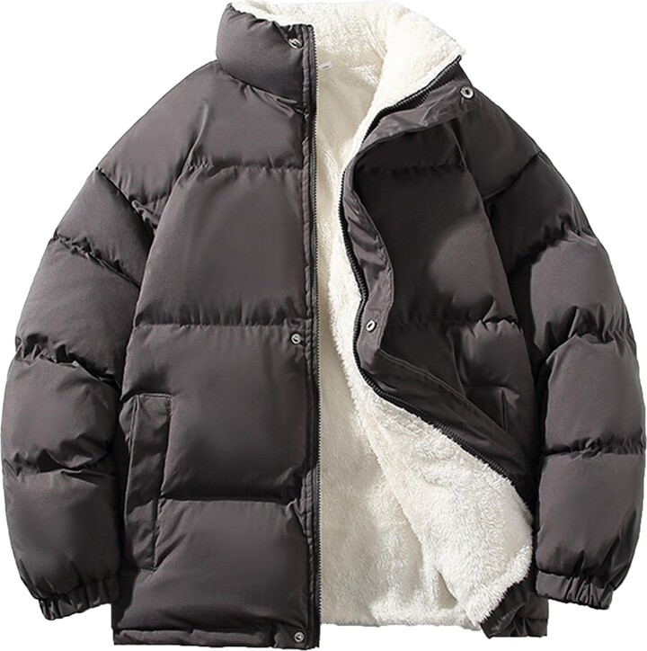 SAOJEYI-DG Men's Padded Bread Quilted Coat Warm Fleece Down Jacket ...