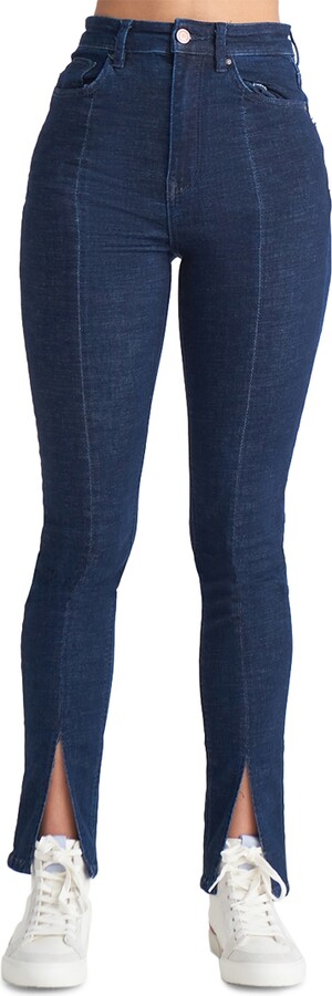 Black Tape Petite High-Rise Front-Slit Skinny Jeans - ShopStyle