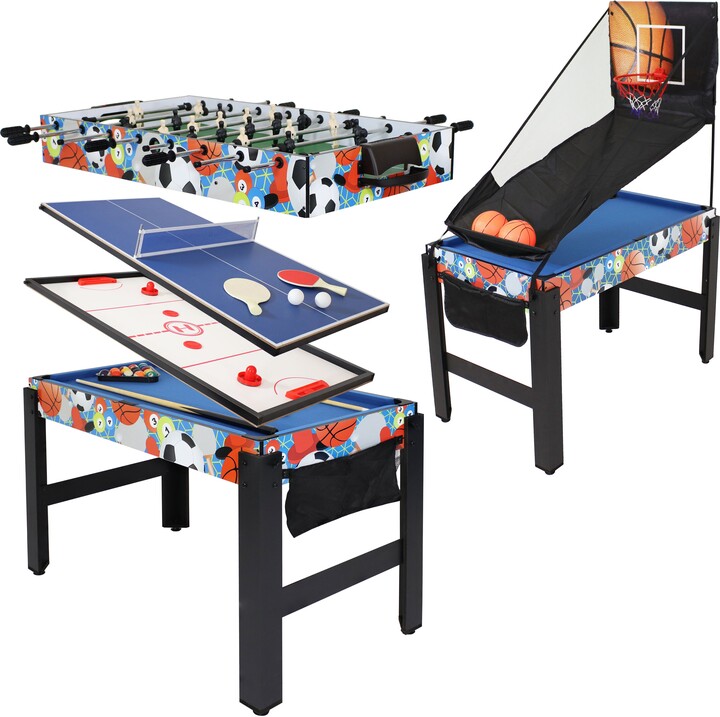 Sunnydaze Indoor Sport Collage 2-Player 5-in-1 Multi-Game Table with Billiards, Push Hockey ...