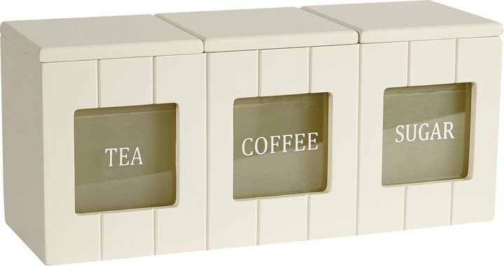 Dunelm Cream Secret Garden Tea Coffee and Sugar Canister Cream ...