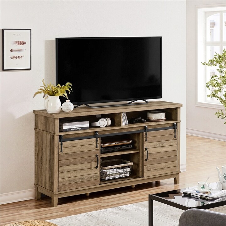 Yaheetech 58" Farmhouse Tall TV Stand Console with Adjustable Shelf ...